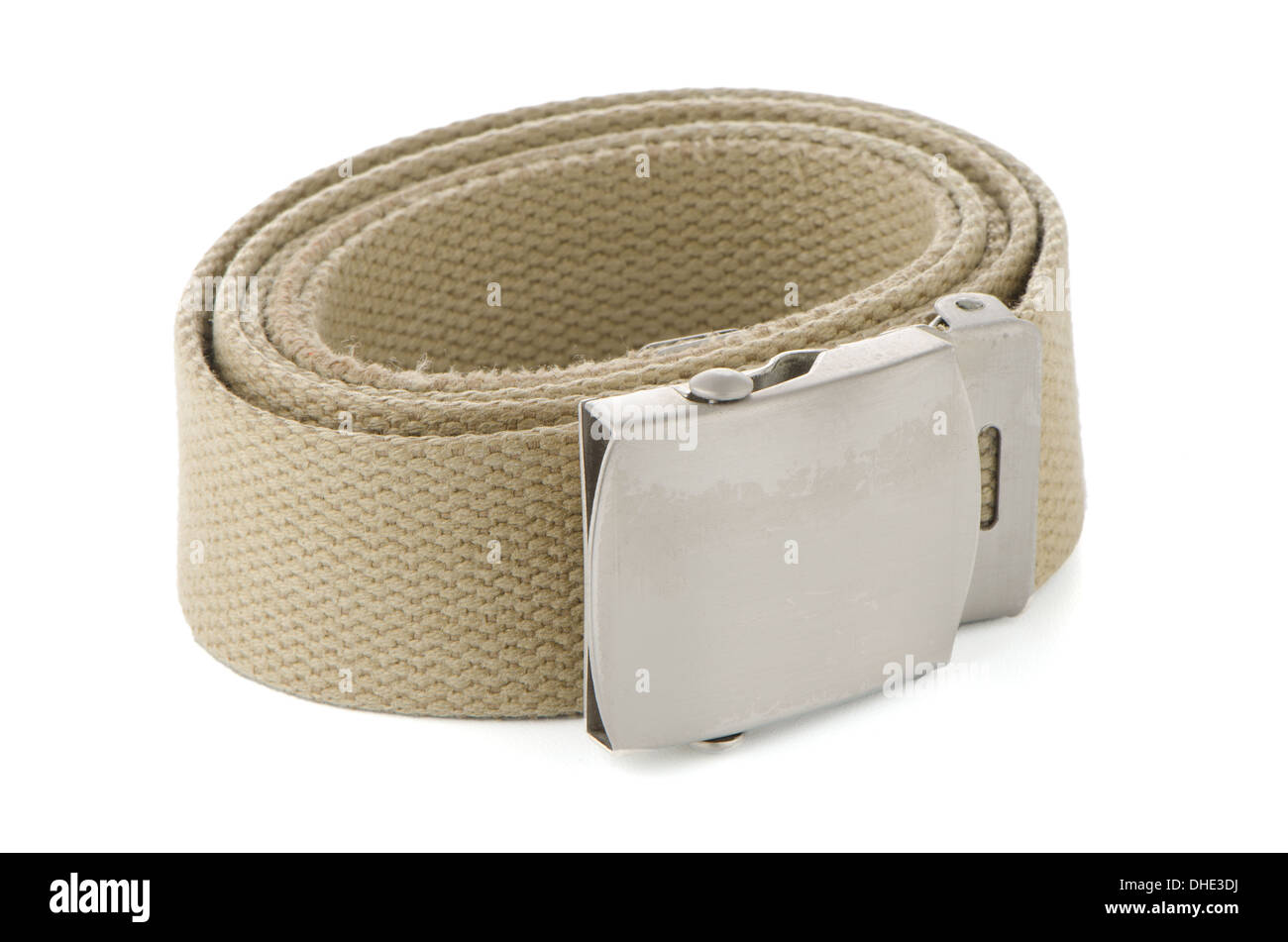 Beige belt on white background Stock Photo - Alamy