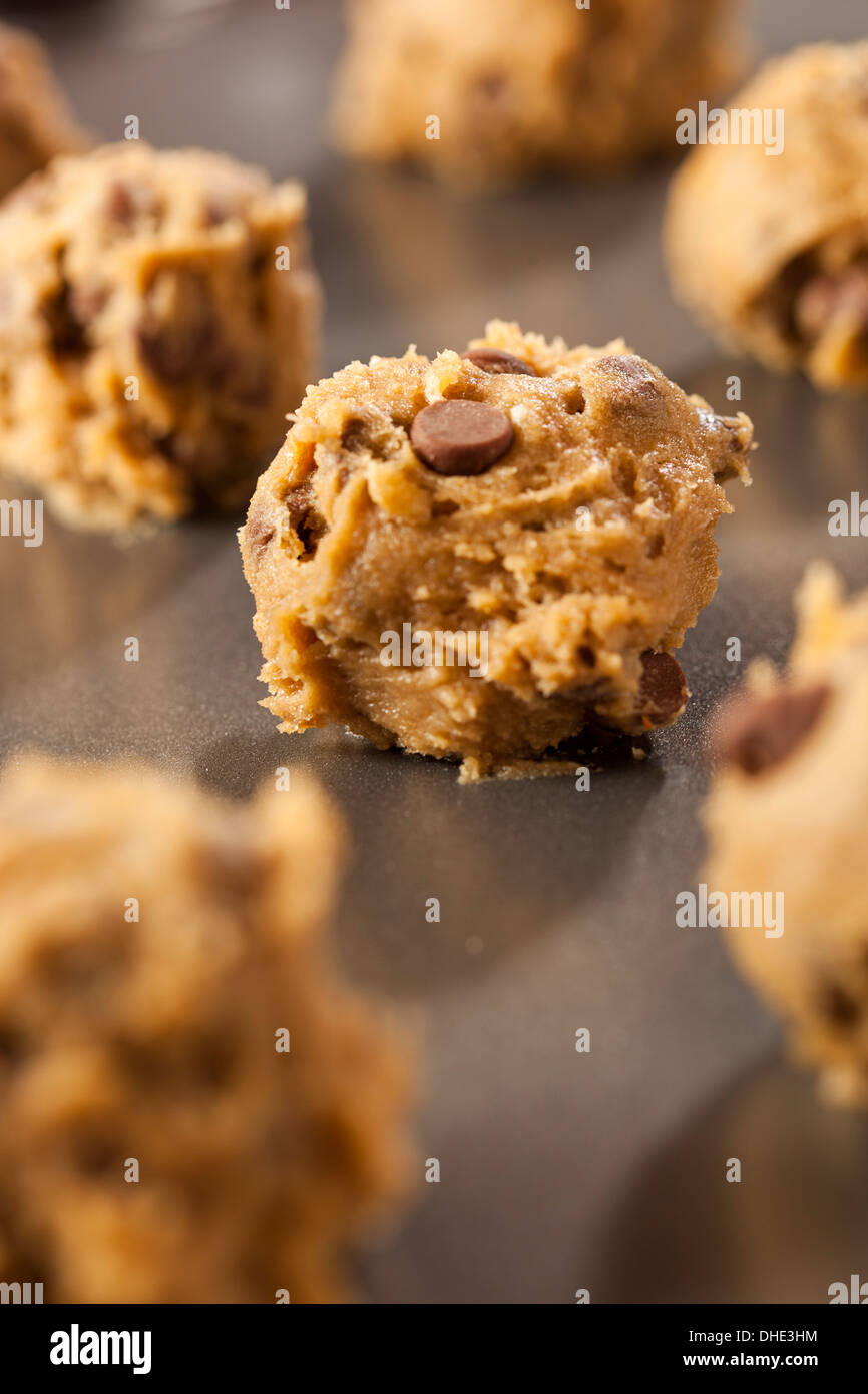Homemade Chocolate Chip Cookie Dough Ready to Bake Stock Photo - Alamy
