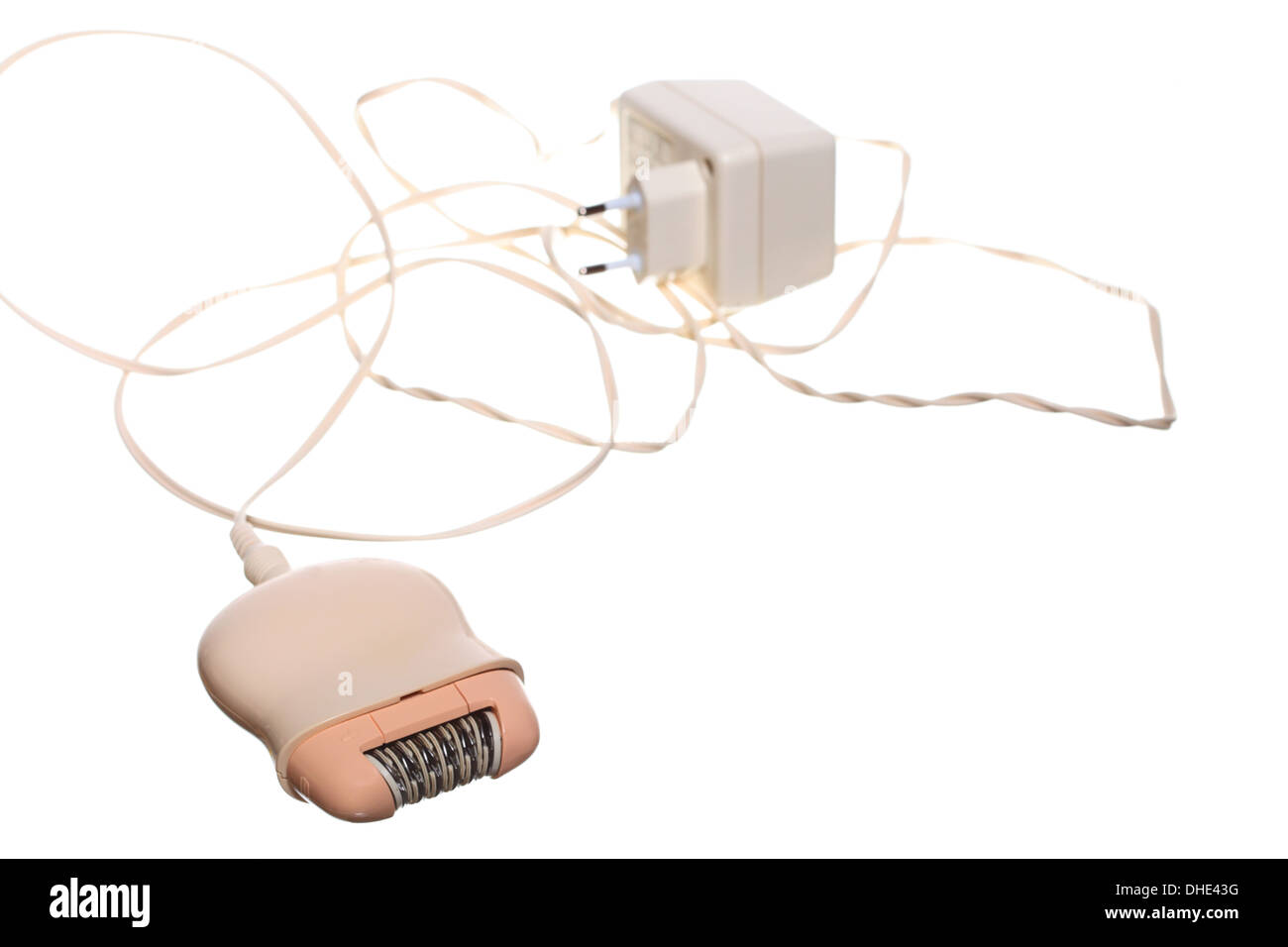 Ladies electric hair remover shaver depilator on white. Beauty and skin ...