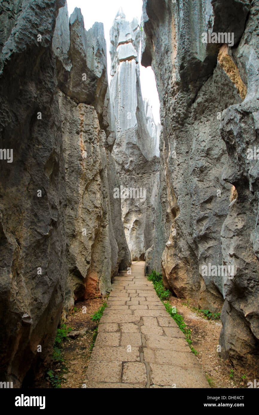Corridor in the beautiful limestone formation at Kunming Stone forest ...
