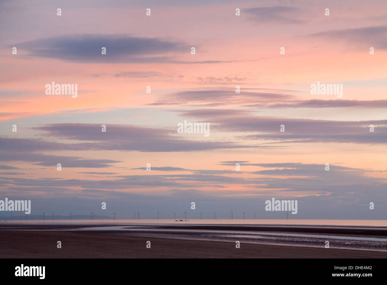 Burbo Bank Offshore Wind Farm on the Burbo Flats in Liverpool Bay at ...
