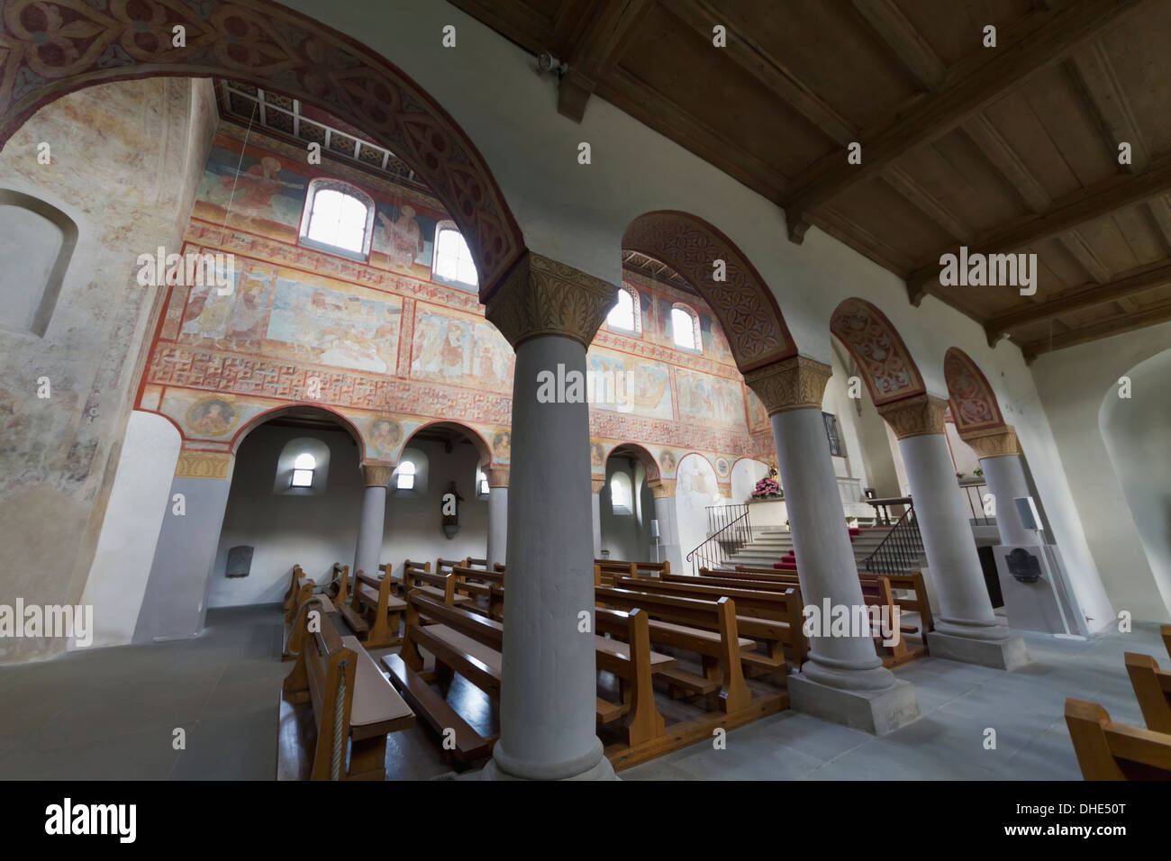 Ottonian wall paintings on the interior walls of the naves of Sankt ...