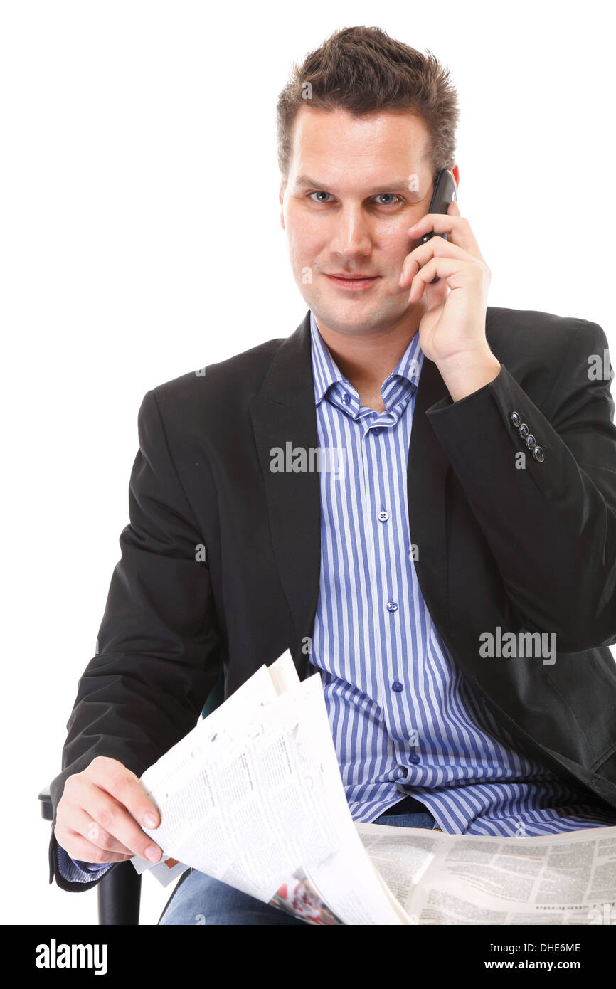 Man reading a newspaper Stock Photo - Alamy