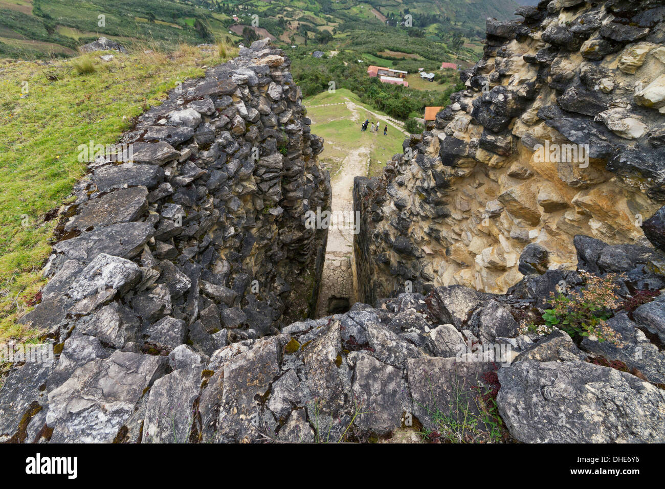 Funnel-shaped defensive entrance to Kuelap Fortress, Kuelap, Amazonas ...