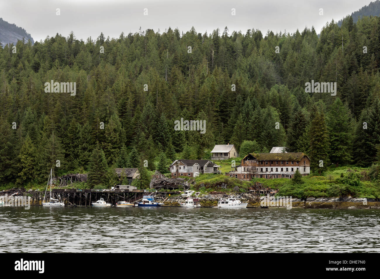 Butedale wharf and ruins, Princess Royal Island, mid-coast British ...