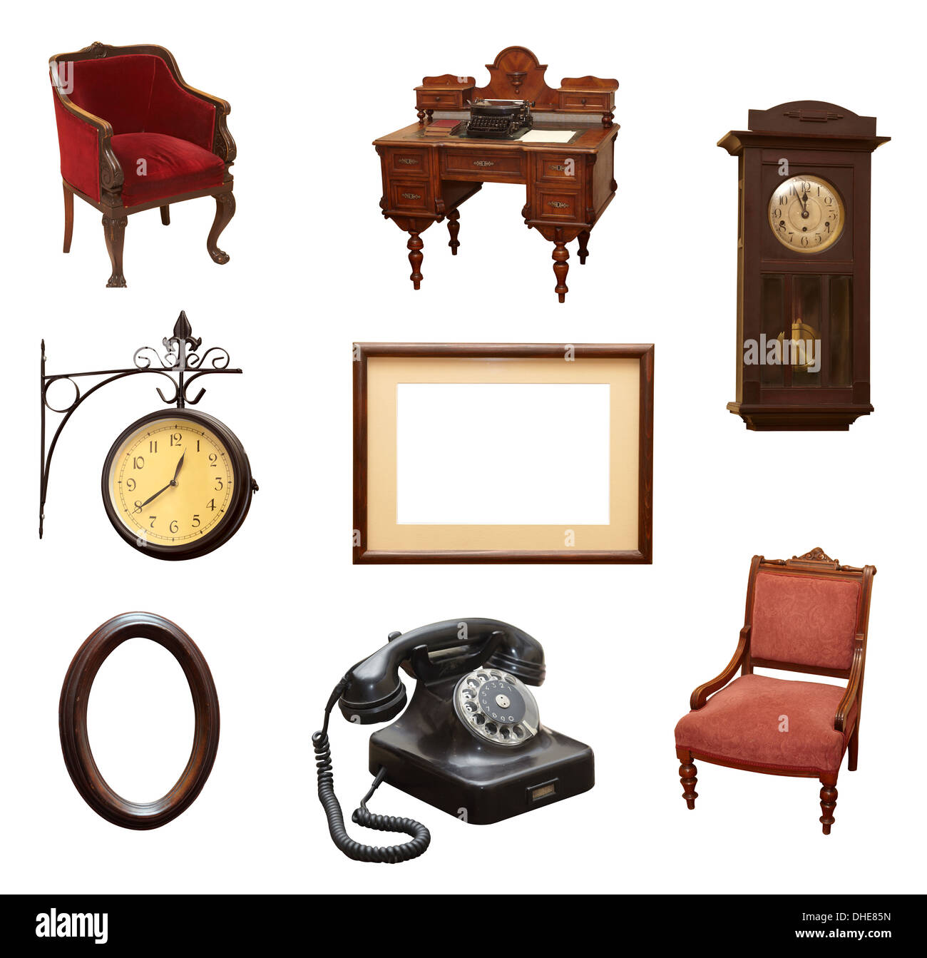 collection of various vintage objects on white background. each one is ...