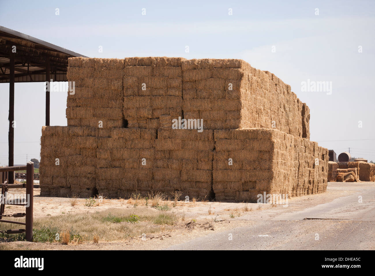 Stacked hay bales - California USA Stock Photo - Alamy