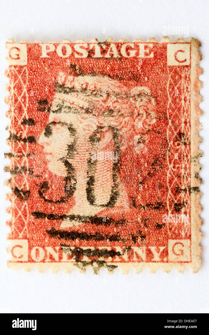 Queen stamp red british one penny hi-res stock photography and images ...