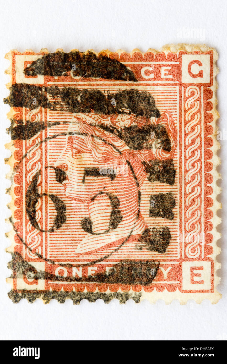 Victorian British postage stamp, 1d, Penny Venetian Red, Circa 1880 ...