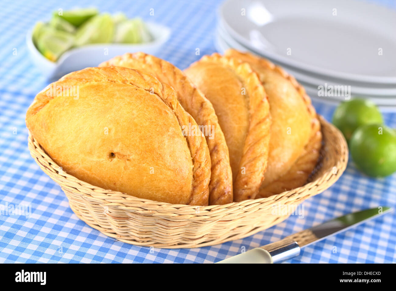 Peruvian snacks called Empanadas (pies) filled with chicken and beef ...