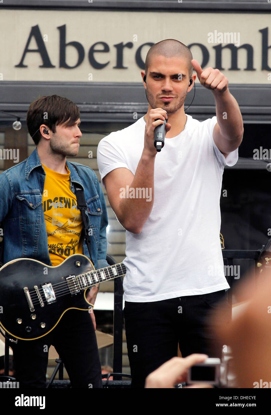 Max George of The Wanted performing on 'Extra' at The Grove. Los ...