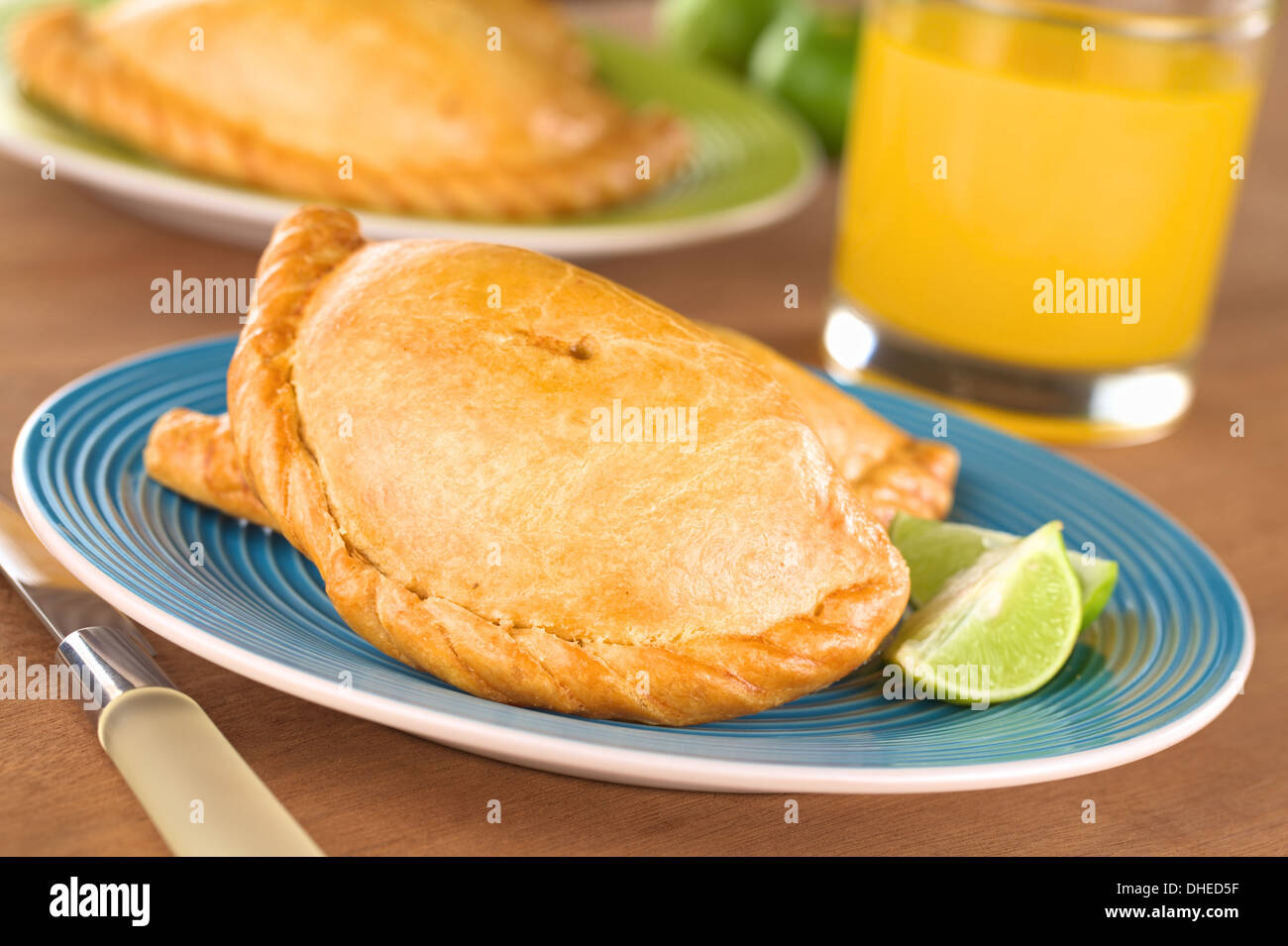 Peruvian snack called Empanada (pie) filled with chicken and beef ...