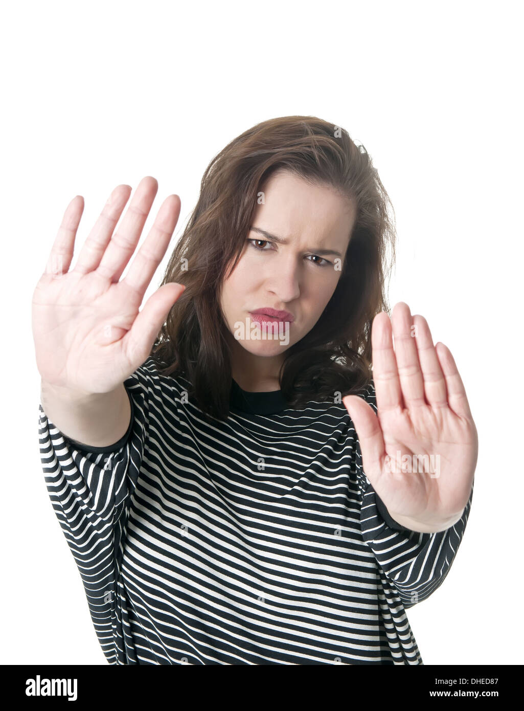 young woman showing stop Stock Photo - Alamy