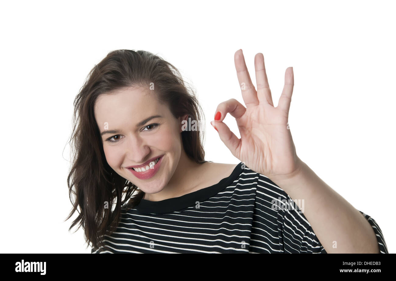 woman showing ok-sign Stock Photo - Alamy