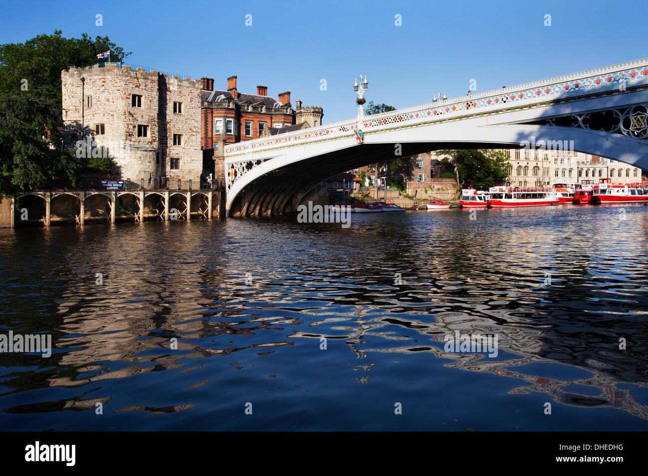 Lendal Tower and Lendal Bridge over the River Ouse, City of York ...