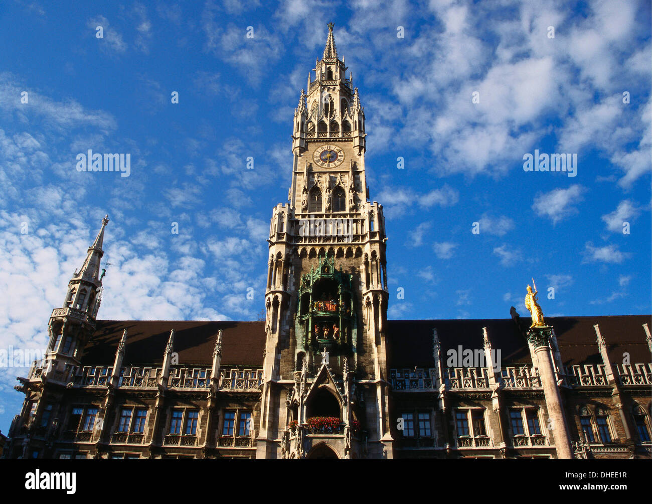 Exterior and Clock Tower of the Neues Rathaus, Munich, Bavaria, Germany ...