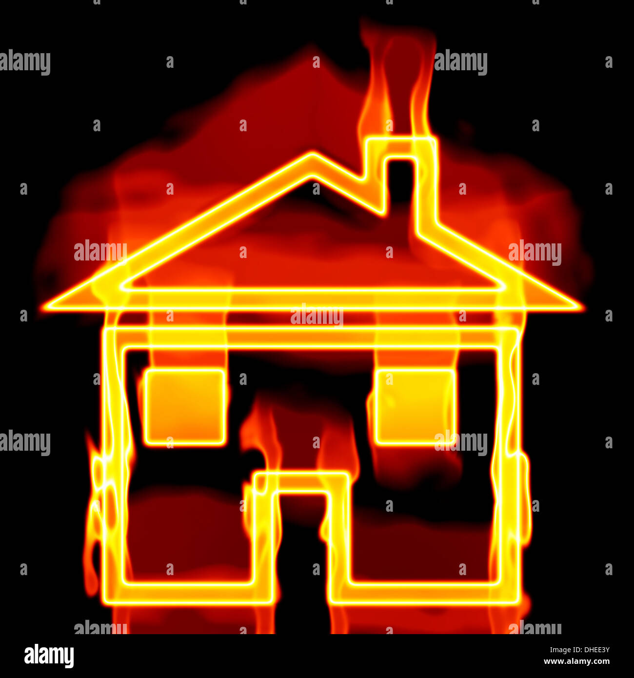 Abstract shape of a house with flames Stock Photo - Alamy