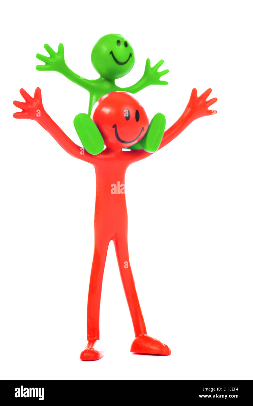 The red smiling man and green son Stock Photo - Alamy