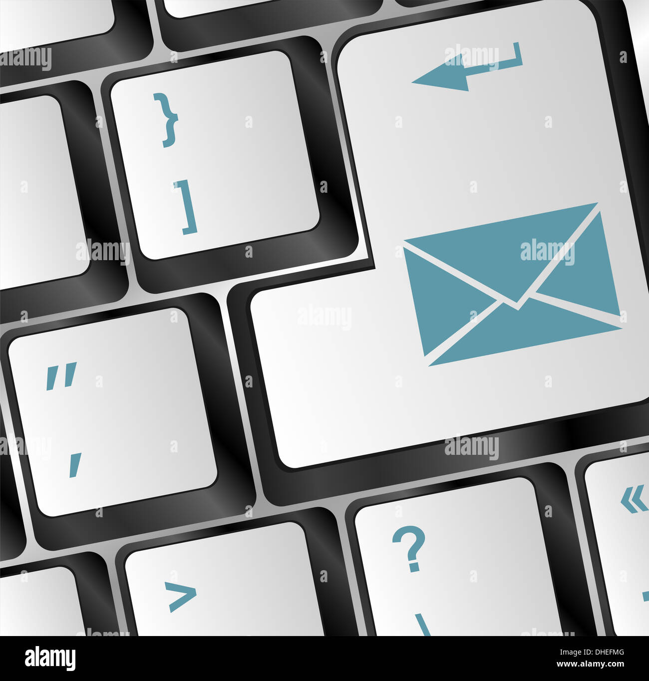 Mail keyboard button on blue keyboard Stock Photo - Alamy