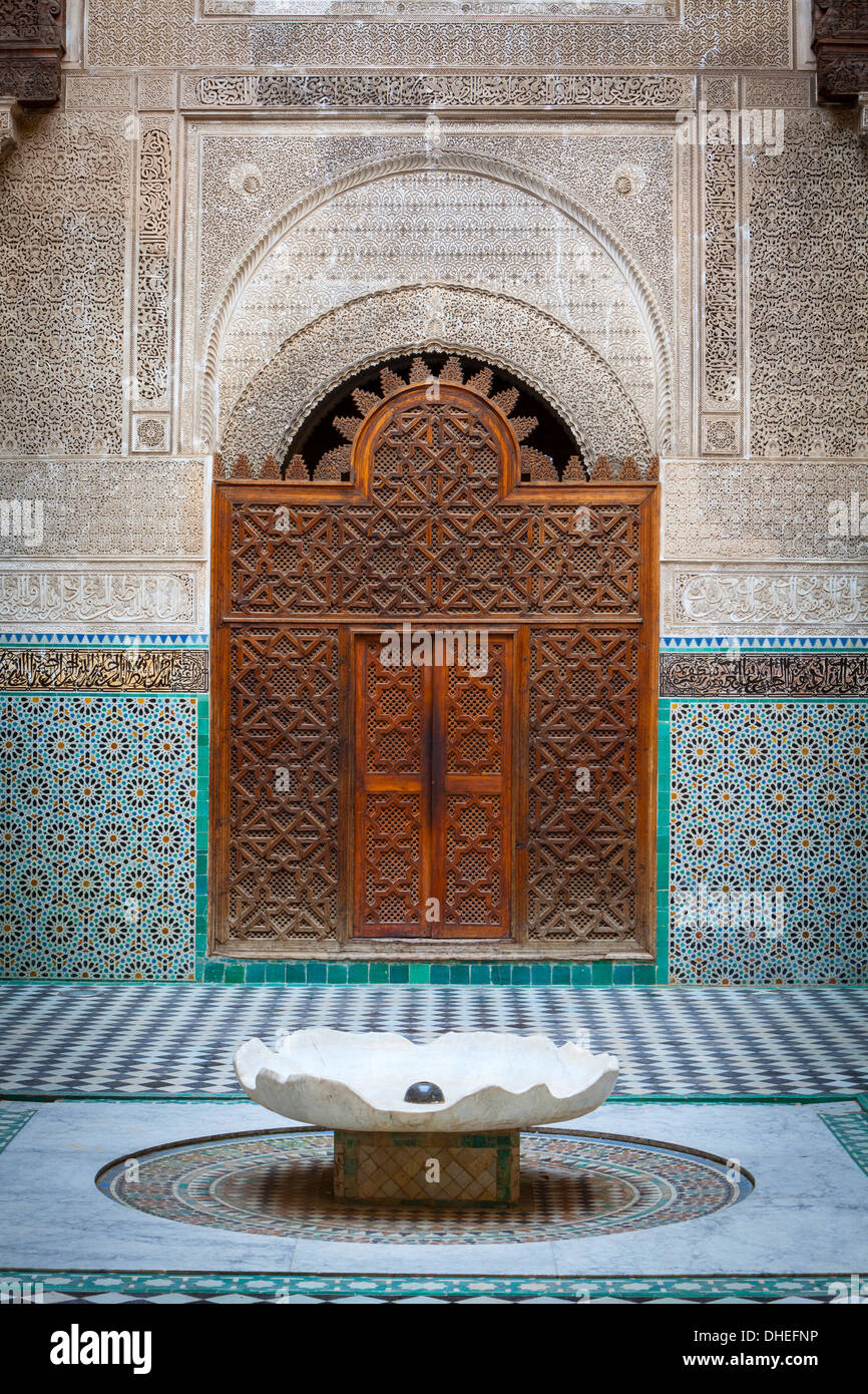The ornate interior of Madersa Bou Inania, Fes el Bali, UNESCO World ...