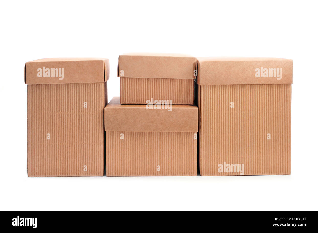 some cardboard boxes with lid on a white background Stock Photo - Alamy