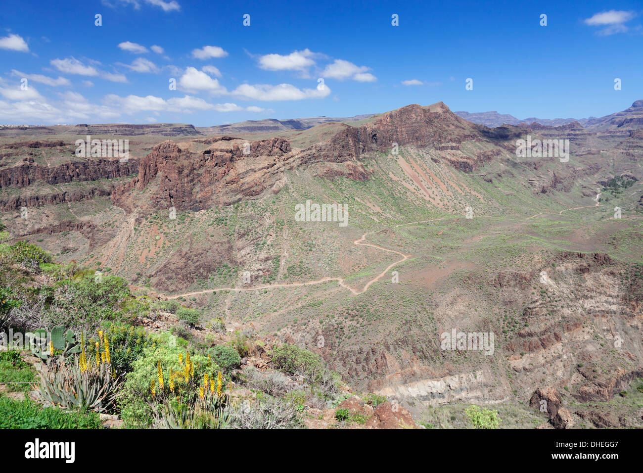 View from Mirador de Fataga to the valley Barranco de Fataga, Gran ...