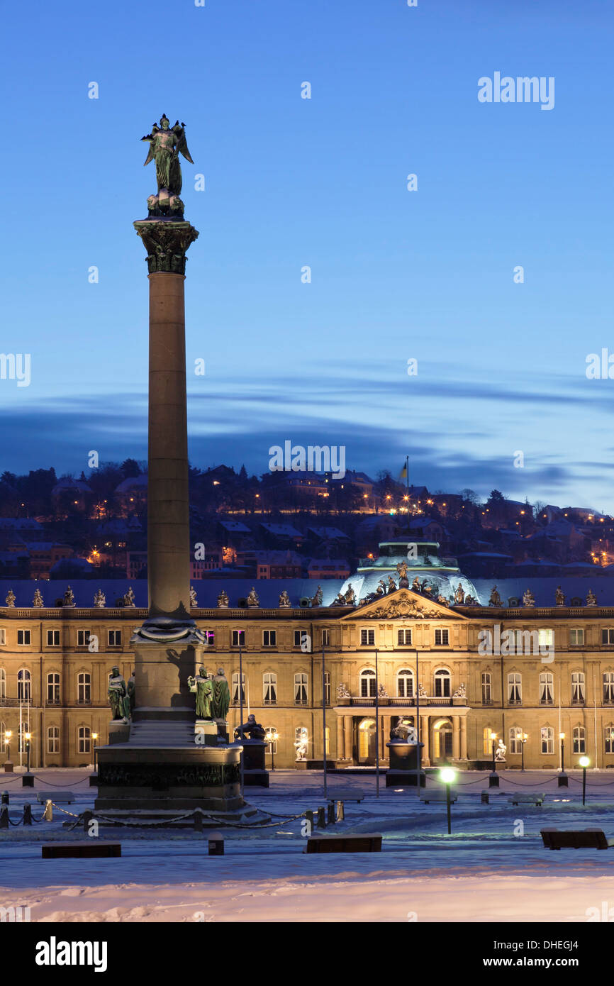 Column at Schlossplatz Square and Neues Schloss castle, Stuttgart ...