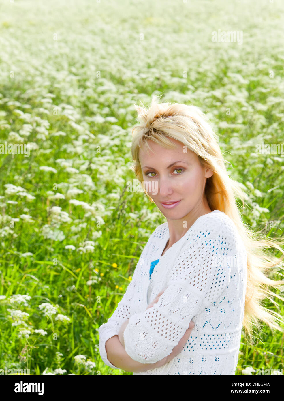 Beautiful young woman in chamomile hi-res stock photography and images ...