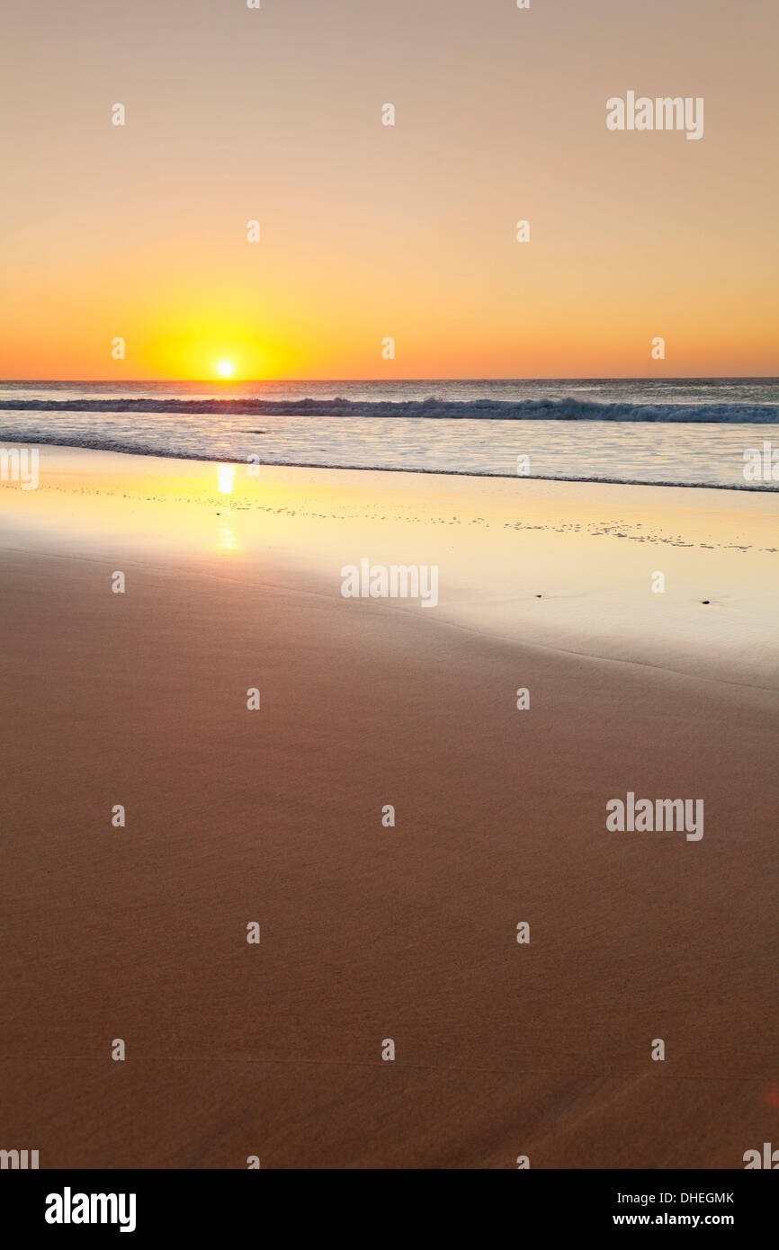 The beach Playa del Castillo at sunset, El Cotillo, Fuerteventura ...