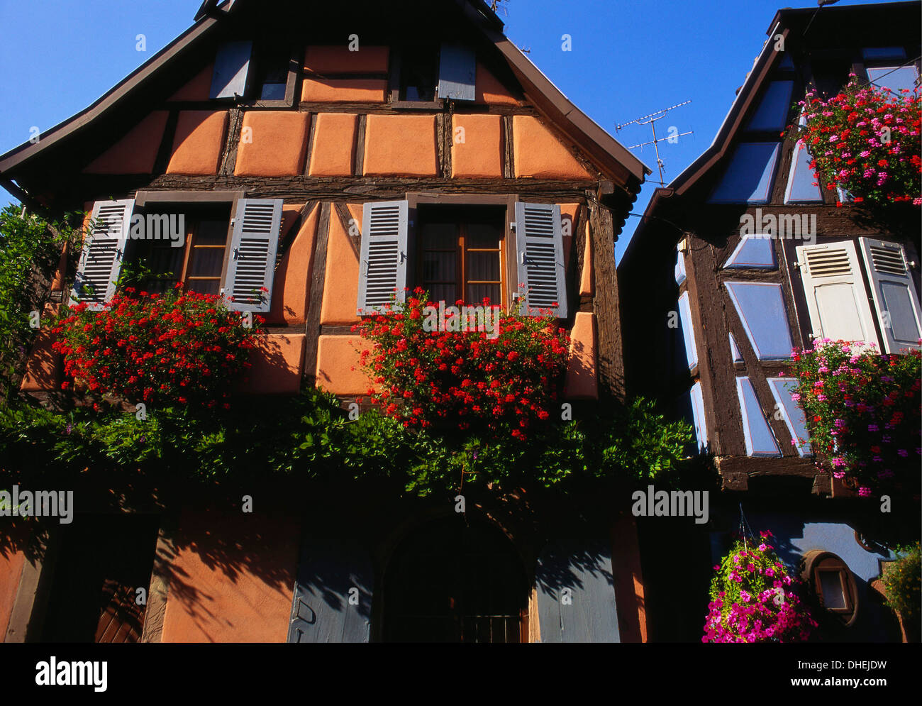 Exterior of Houses in Niedermorschwihr, Upper Alsace, Alsace, France ...