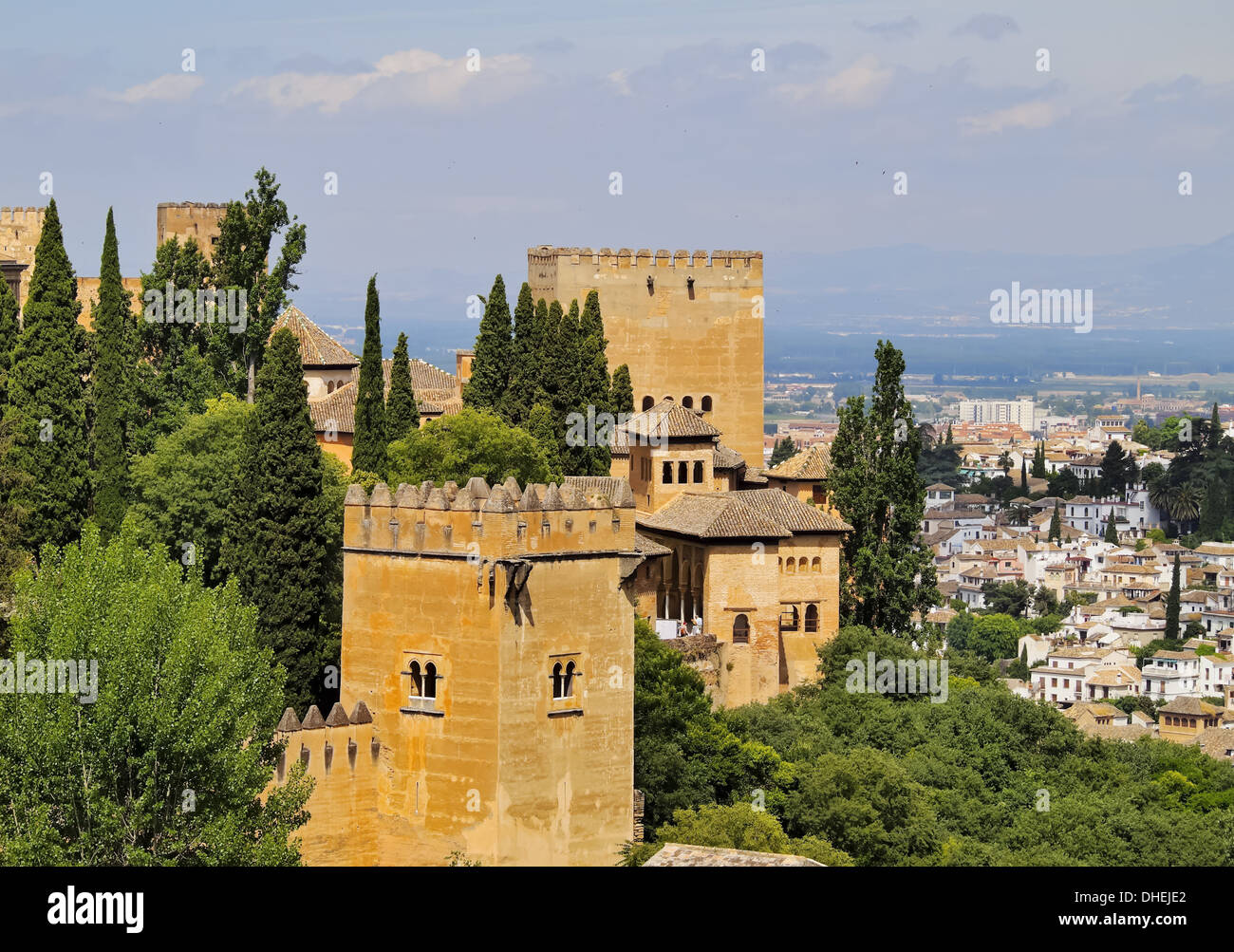 Cityscape of Granada with a view of famous Alhambra - a palace and ...