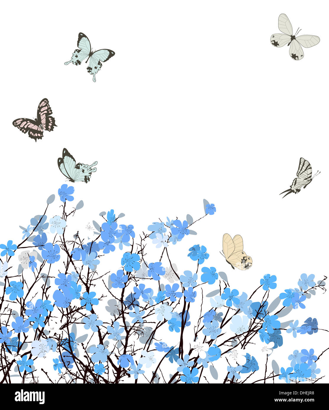 Blue flowers greeting card Stock Photo - Alamy