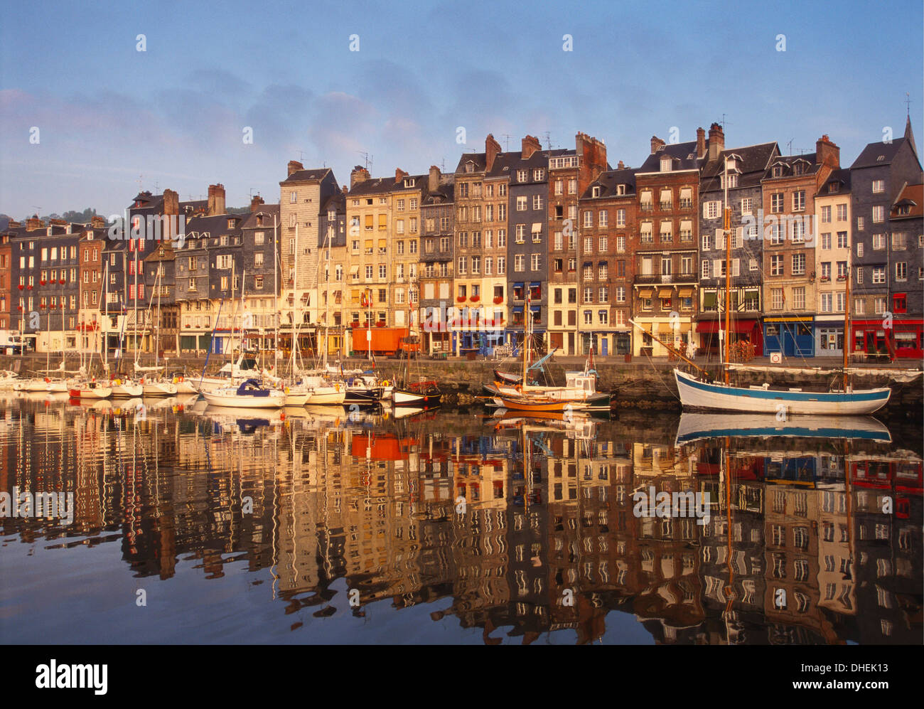 Boats Moored at the Old Dock, Honfleur, Normandy, France Stock Photo ...