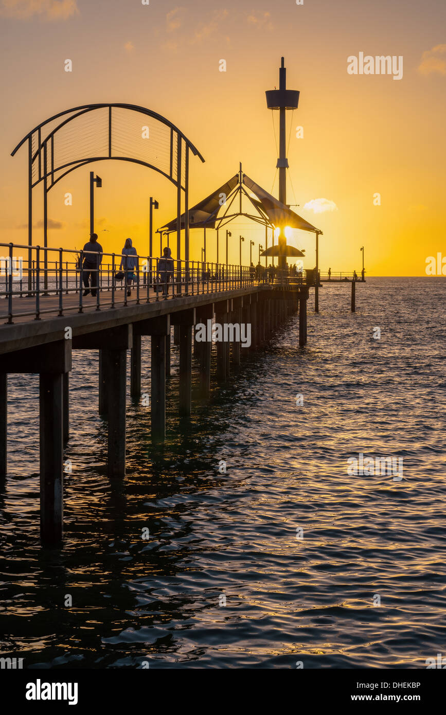 Sunset at a the beautiful Brighton pier in Australia, a seaside with ...