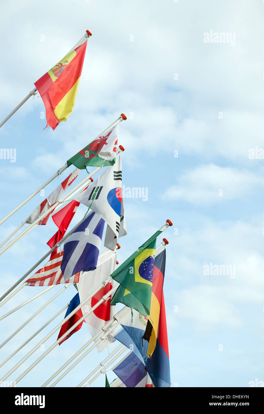 world national flags is flying Stock Photo - Alamy