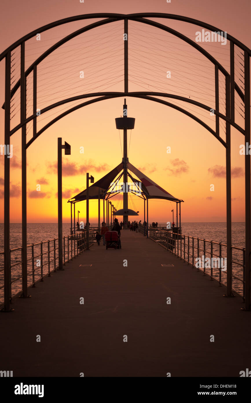 Sunset at a the beautiful Brighton pier in Australia, a seaside with ...