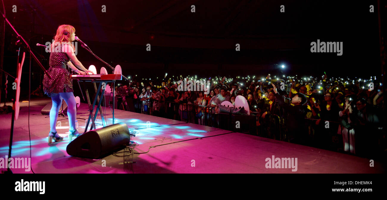 Hong Kong, China. 6th Nov, 2013. American singer Lenka Kripac performs ...