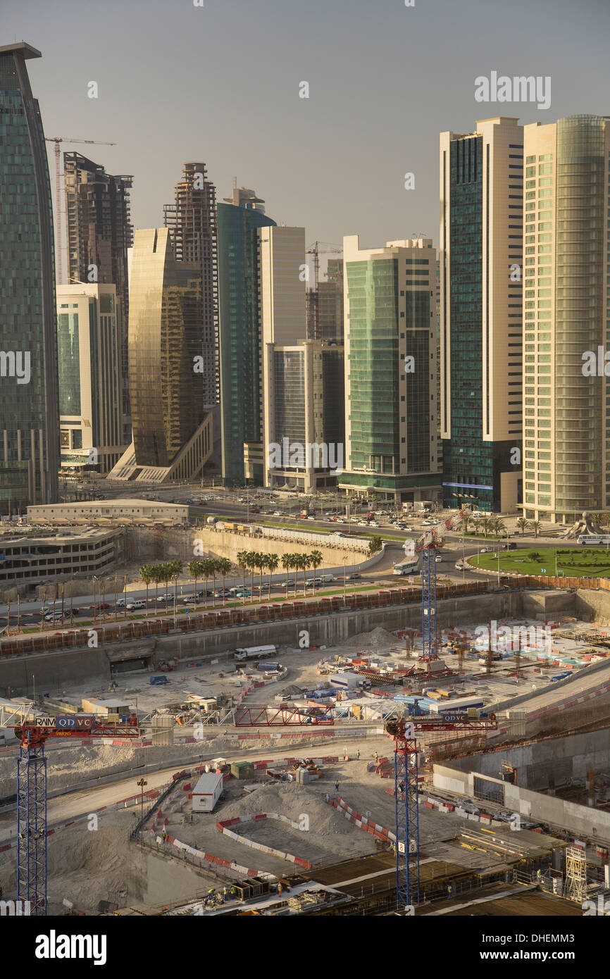 Futuristic skyscrapers downtown in Doha, Qatar, Middle East Stock Photo ...