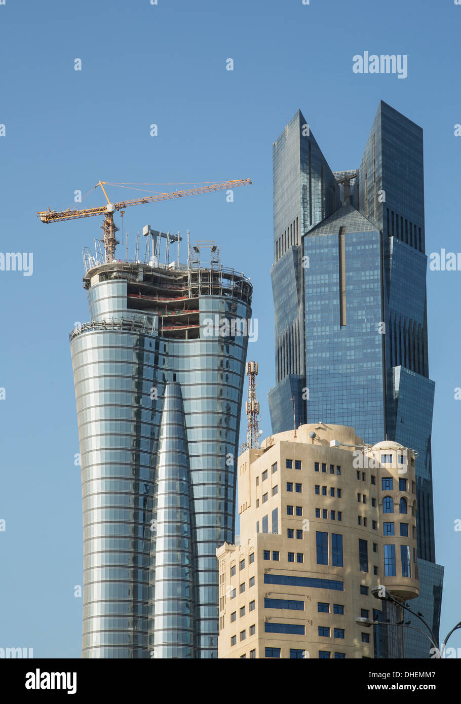 Futuristic skyscrapers downtown in Doha, Qatar, Middle East Stock Photo ...
