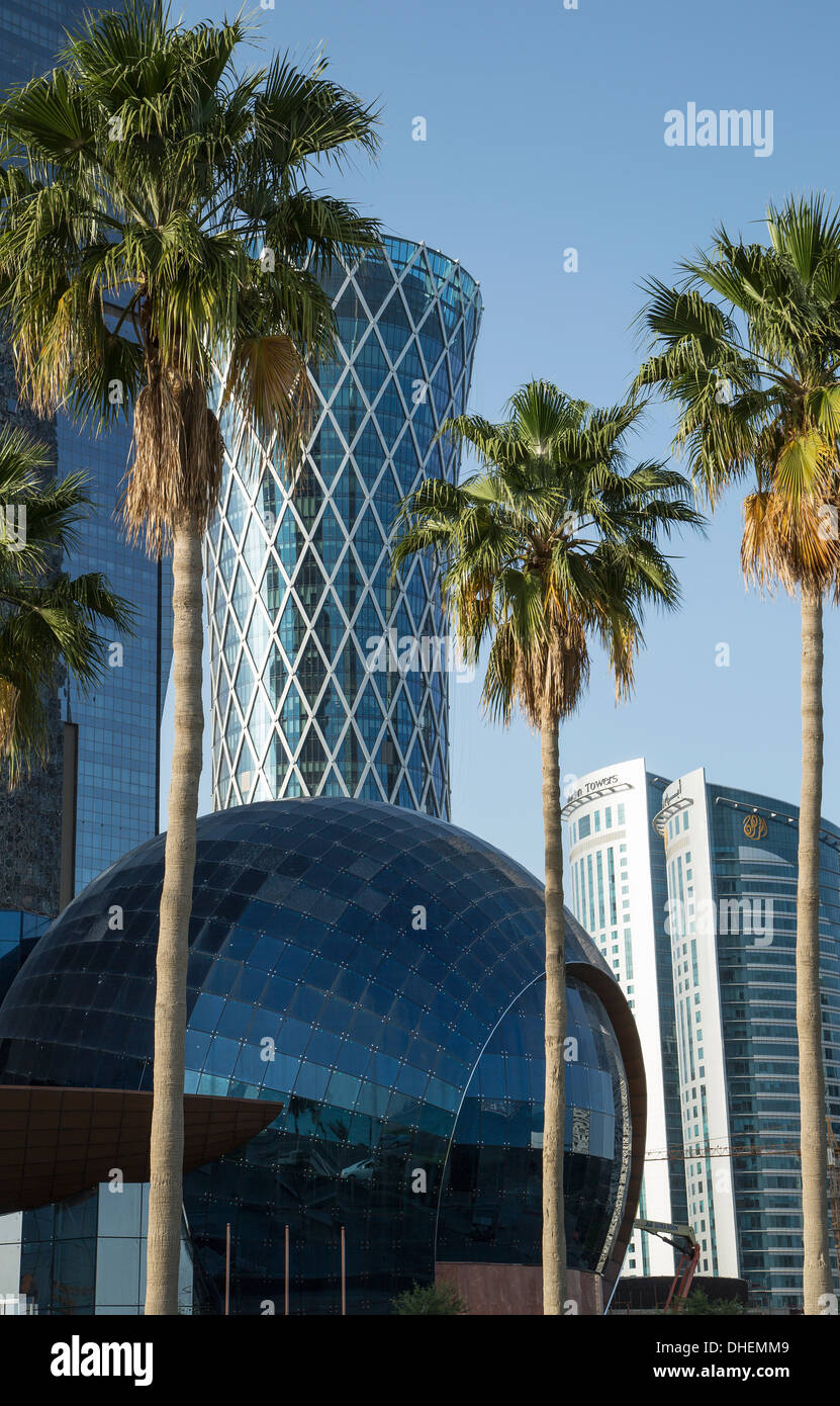 Futuristic skyscrapers downtown in Doha, Qatar, Middle East Stock Photo ...