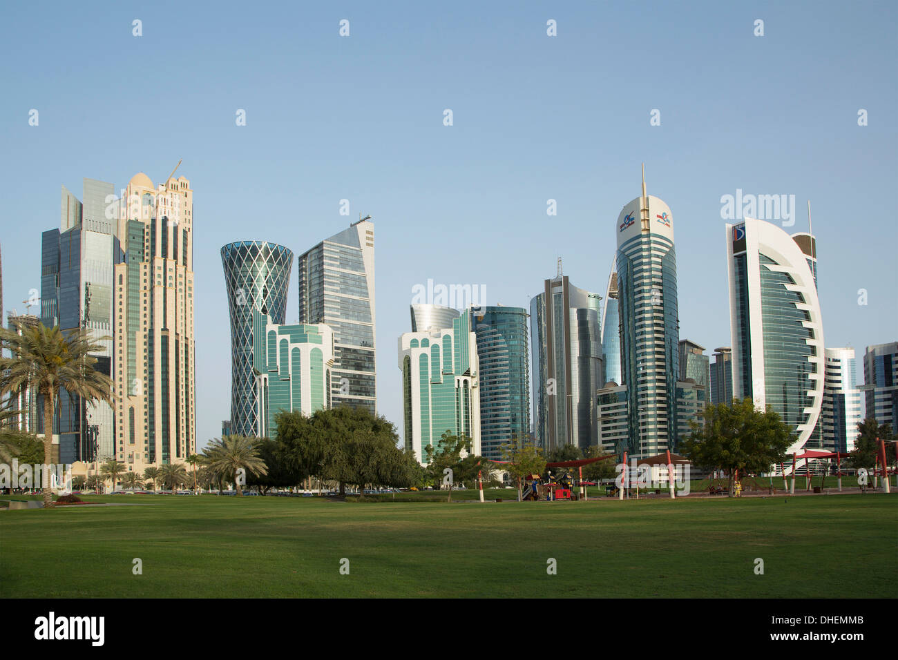 Skyscrapers in doha downtown qatar hi-res stock photography and images ...
