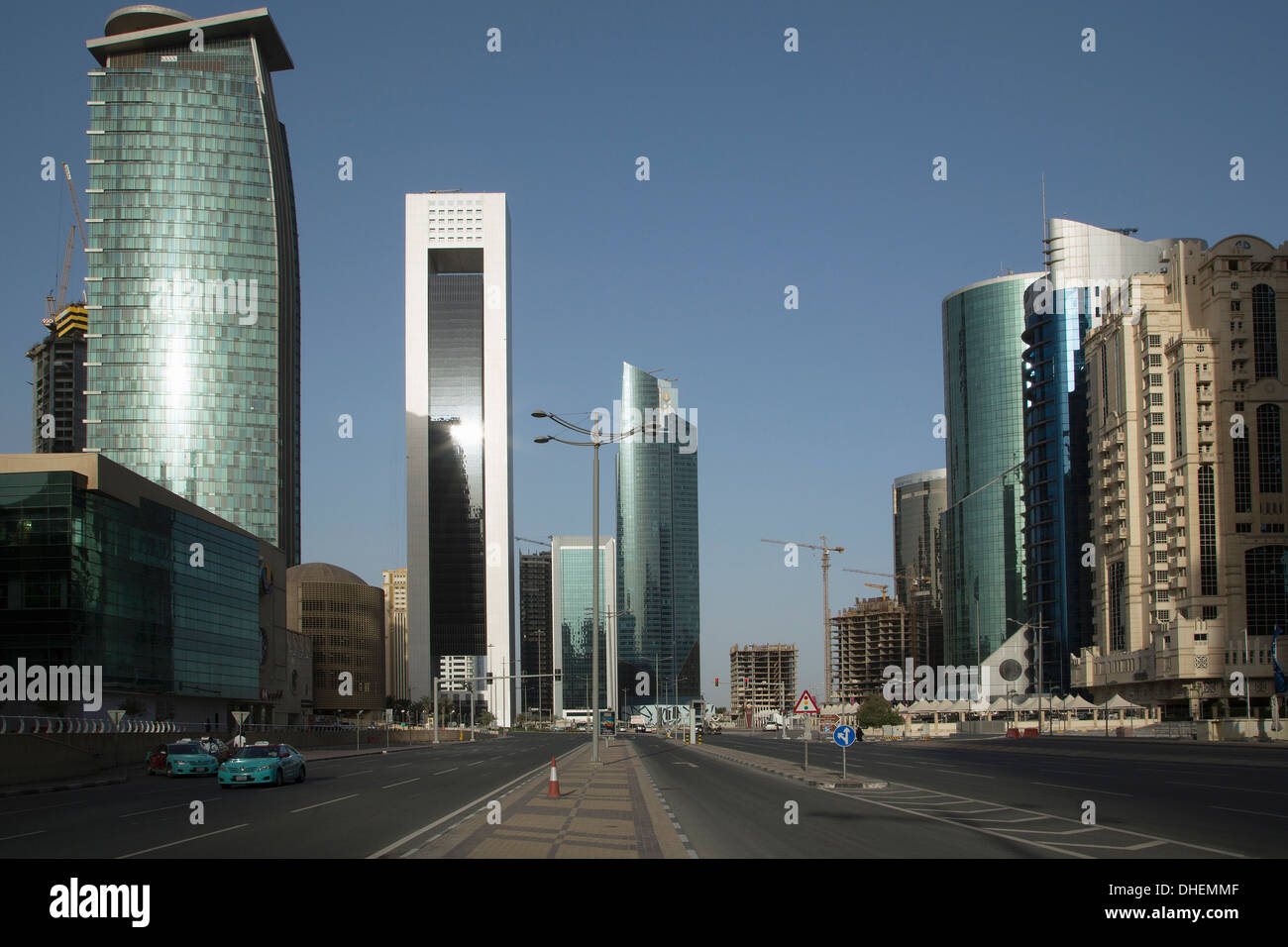 Futuristic skyscrapers downtown in Doha, Qatar, Middle East Stock Photo ...