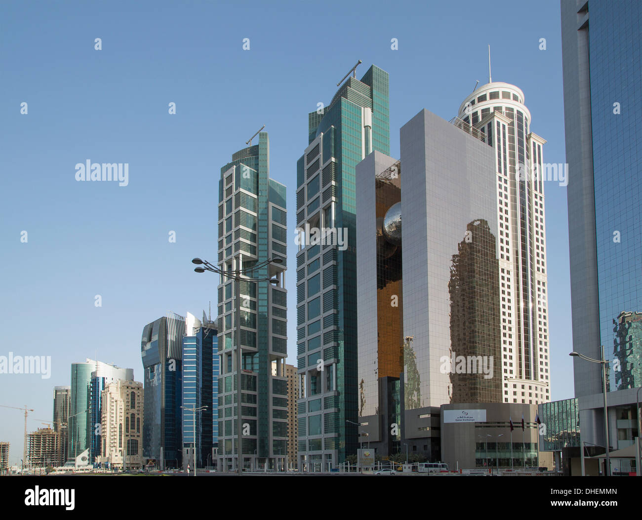 Futuristic skyscrapers downtown in Doha, Qatar, Middle East Stock Photo ...