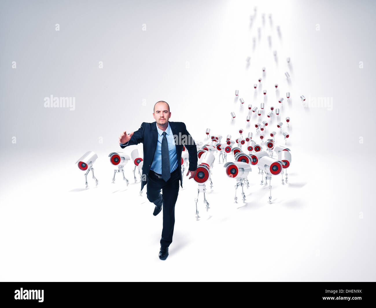 running man and multitude of cctv Stock Photo - Alamy