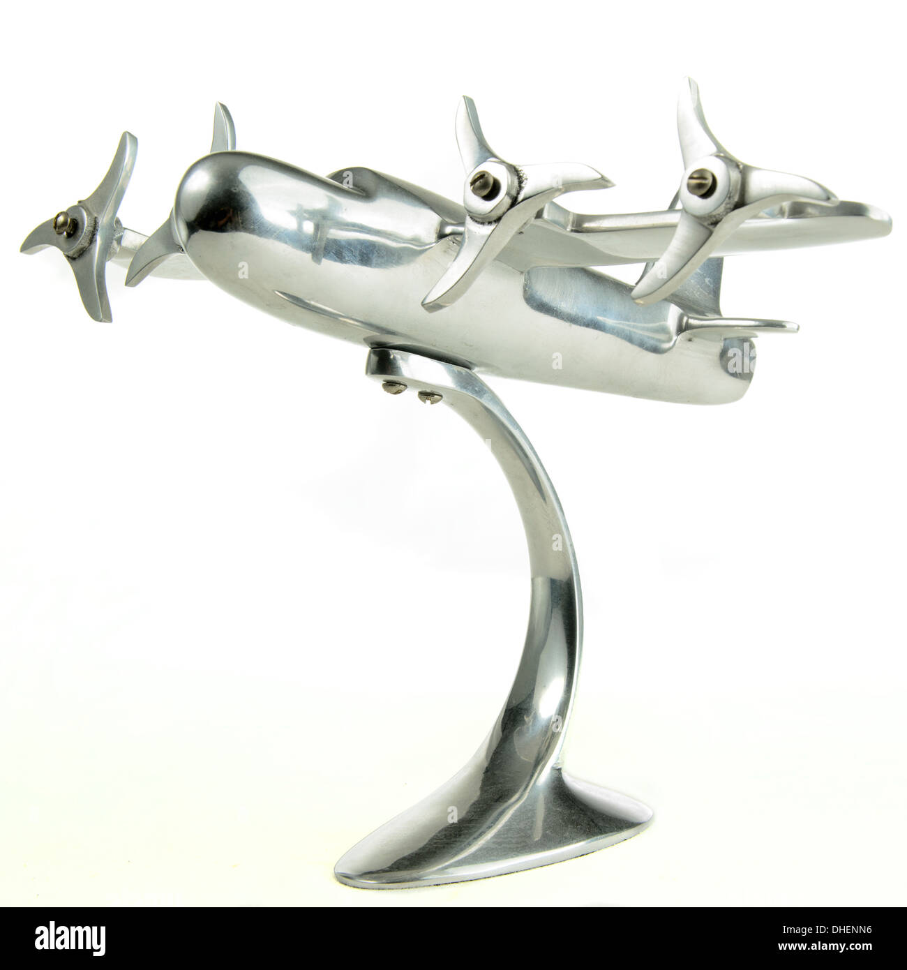 Chrome model airplane isolated on white Stock Photo - Alamy