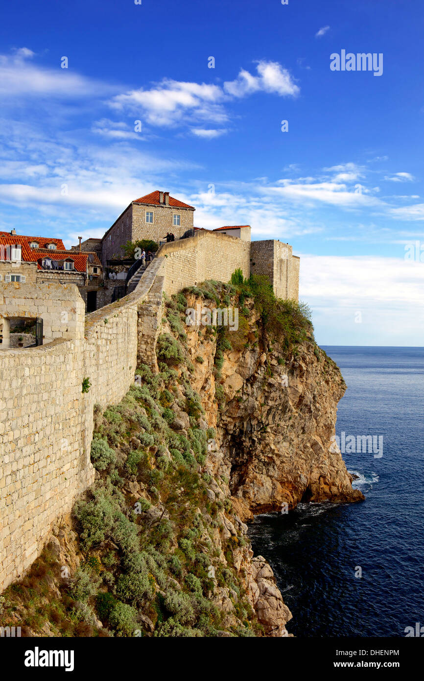 Cliff and medieval city walls of Dubrovnik, UNESCO World Heritage Site ...