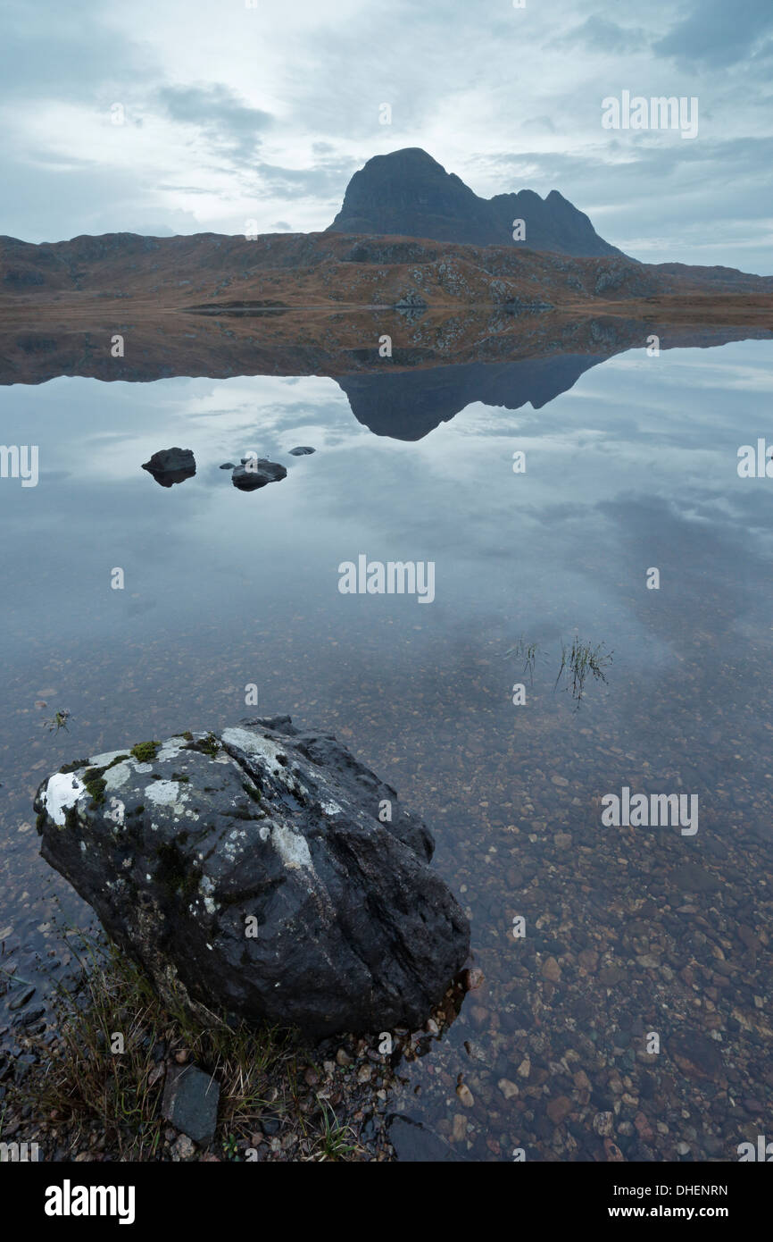 Suilven from Fionn Loch at dusk Stock Photo - Alamy