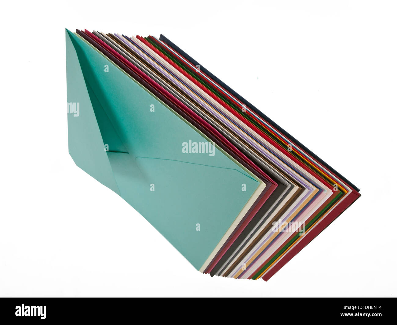 a lot of colorful envelops in vertical position Stock Photo - Alamy