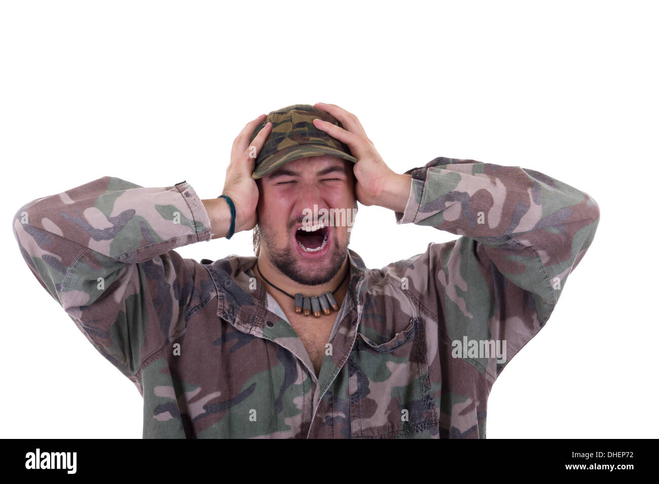 consequences of war in soldiers head full of stress Stock Photo - Alamy