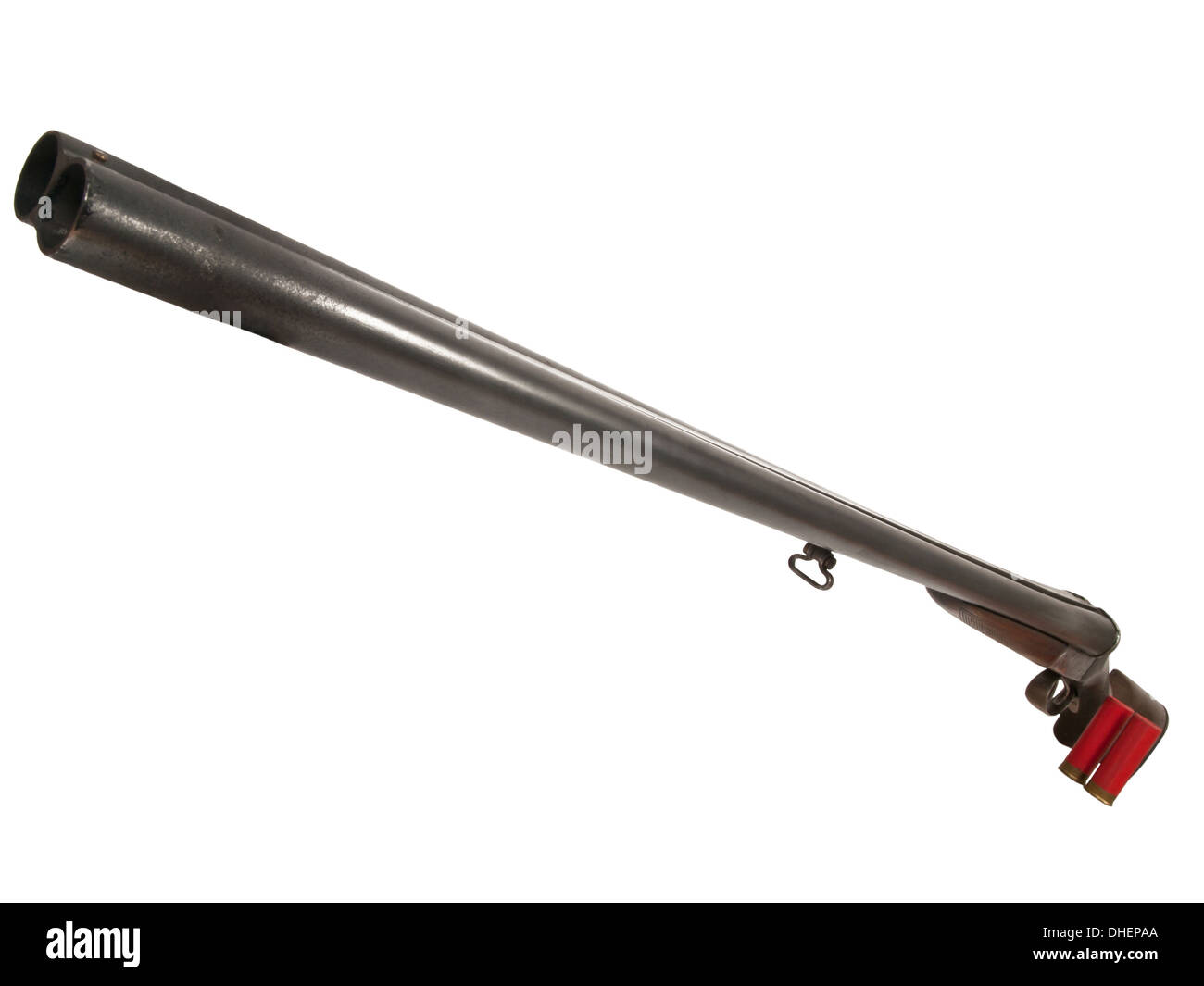 double barrel shotgun with shells isolated on white background Stock ...